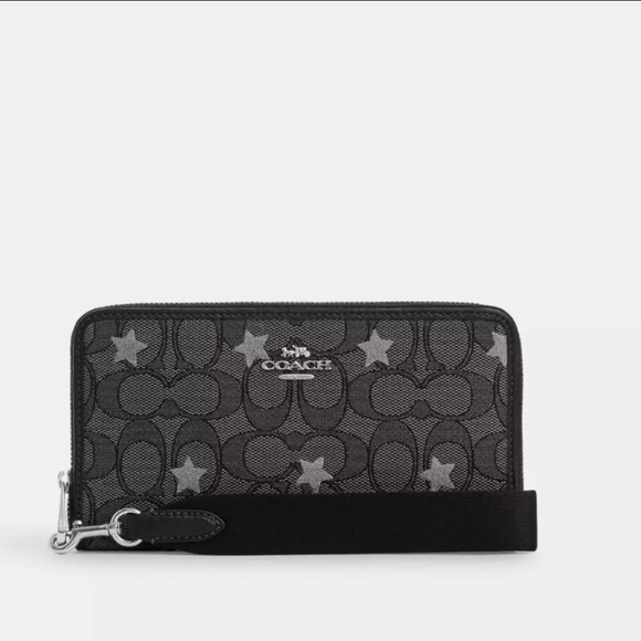 Bags | Coach Dempsey Large Phone Wallet In Signature Jacquard With Star ...